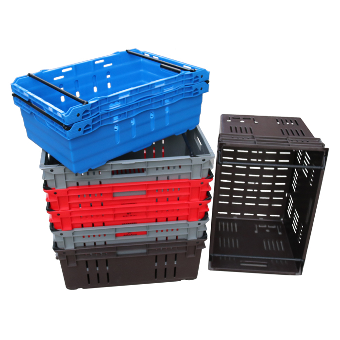 Vented Stackable Plastic Crates Straight Wall Container - PalletBoxSale